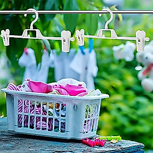 WINOMO 10Pcs Pants Hanger with Clips, White Plastic Dress Trousers Hanger with 360 Rotatable Hook for Women& Men Space Saving