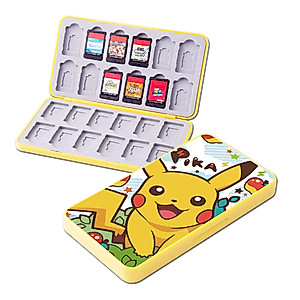 PERFECTSIGHT switch game card witch 12 or 24 or 48 slot holder (Yellow Pika, 24 Slots)