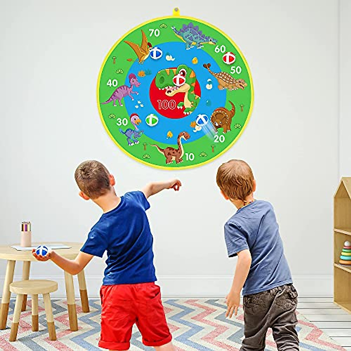 IJO Double Sided Dart Board 29 inch with 12 Sticky Balls-Boys Girls Toys-Indoor/Outdoor Target Game-Party Games for 3 4 5 6 7 8 9 10 11 12 Years Old Boys Girls Childrens