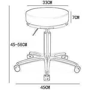 Little Poor Rolling Stool Swivel Salon Beauty Chair Adjustment Hairdresser Round Leather Cushion with Wheels and Gold Stainless Steel Base for Spa Work Office Massage Manicure Tattoo Task Chair,Black