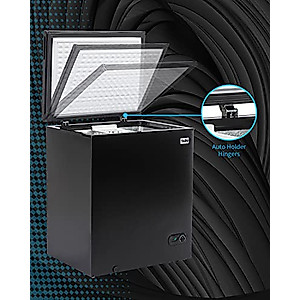 TABU Chest Freezer, 5.0 Cu Ft Deep Freezer with Removable Storage Basket, Black Top Open Door Freezer with 7 Level Adjustable Temperature, Compact Freezer with Top Open Door (Black)