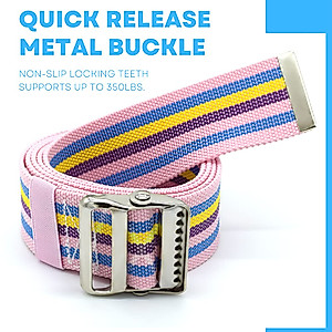 LiftAid Transfer and Gait Belt 60 Inch with Metal Buckle and Loop - Walking, Standing and Transfer Assist Aid for Seniors, Elderly Patients, Caregiver, Nurse, Therapist (Rainbow)