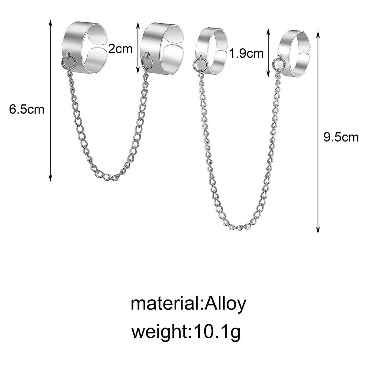 Yheakne Punk Chain Finger Rings Silver Open Cuff Rings Adjustable Knuckle Joint Rings Set Stackable Gothic Rings Statement Rings for Women and Girls Gifts