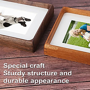 Youncewooder 6x8 Picture Frame, Display 4x6 Picture with Mat, Natural Teak Picture Frame Display Horizontal or Vertical for Tabletop and Wall