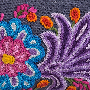 NOVICA Artisan Hand Embroidered Alpaca Clutch Floral in Slate from Peru Wool Handbags Grey Multicolor Clutches Patternedembroidered ' Midnight Delight'