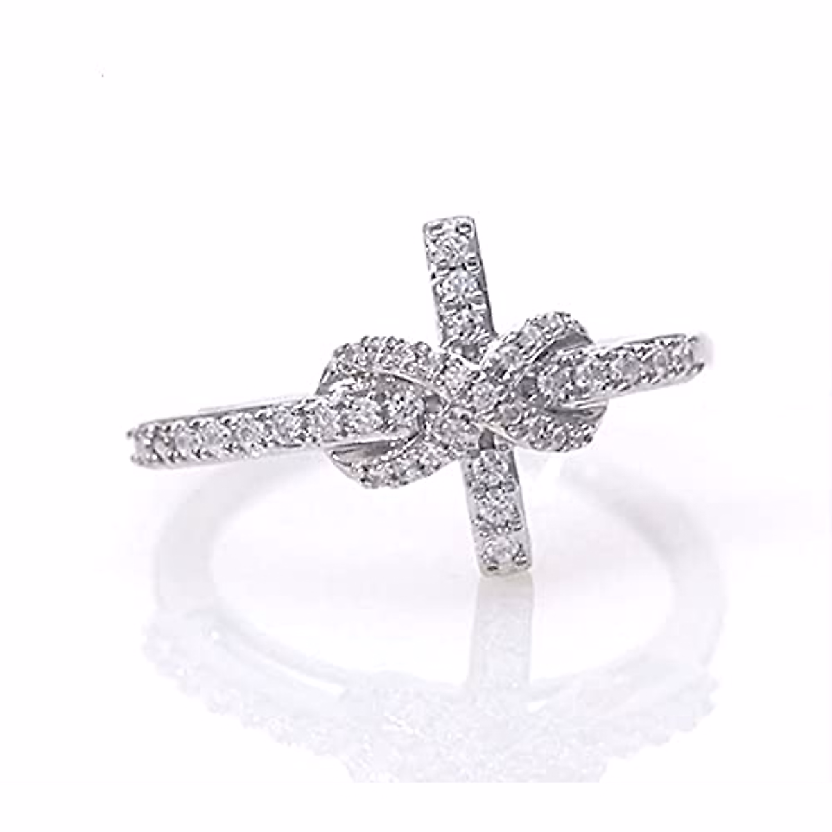 1/4 CT. T.W Round Cut Simulated Diamond Sideways Cross with Infinity Engagement Ring 925 Sterling Silver (12)