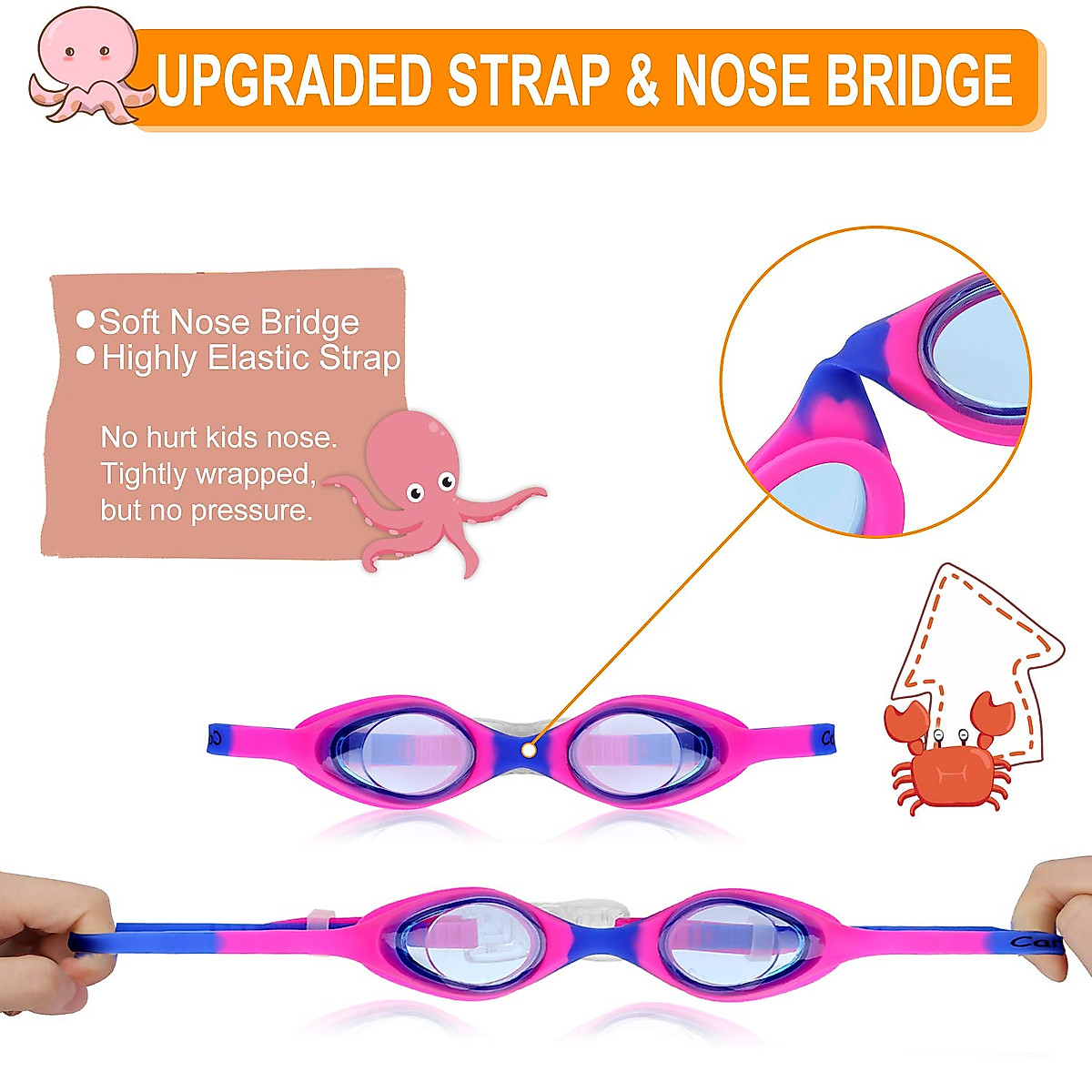 Careula Kids Swim Goggles, Swimming Goggles for Boys Girls Kid Toddlers Age 2-12