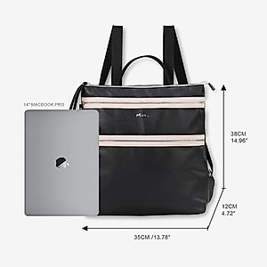 MIXX SHUZ Fashionable PU Leather Backpack Casual Daypack Large Capacity Lightweight Travel Bag Tote Purse for Women