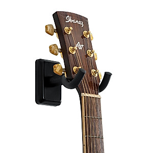 Gator Frameworks Acoustic/Electric Guitar Wall Hanger with Black Mounting Plate (GFW-GTR-HNGRBLK)