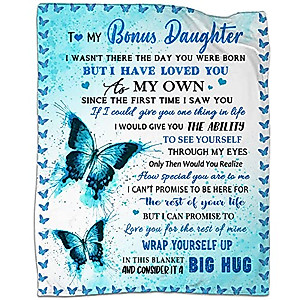 NIAXAYER Bonus Daughter Gifts Blanket from Bonus Mom Dad, Gift for Bonus Daughter for Birthday Christmas Graduation Day, Step Daughter Gifts from Stepparents Throw Blankets 60"x80"