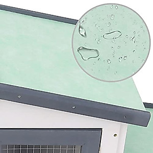 vidaXL Outdoor Rabbit Hutch Weather Resistant Heavy Duty Animal Cage Bunny Living Small Animal Shelter 80.3" Gray White Wood