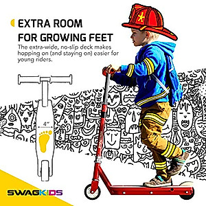 Swagtron SK1 Kick Start Electric Scooter for Kids with Extended Life Battery, ATSM Certified, Adjustable, Ages 5+, Cotton Candy Pink