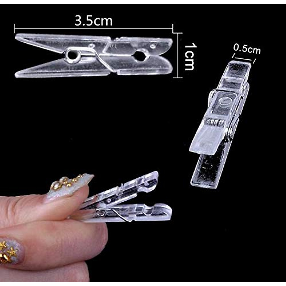 50PCS Clear Plastic Mini Spring Hanging Clips Clamps Holder Clothing Pins Paper Photos Clothes Line Clip Clothespins Clip Hanger Clips Laundry Clothespins(3.5cm x 0.7cm x 1cm)