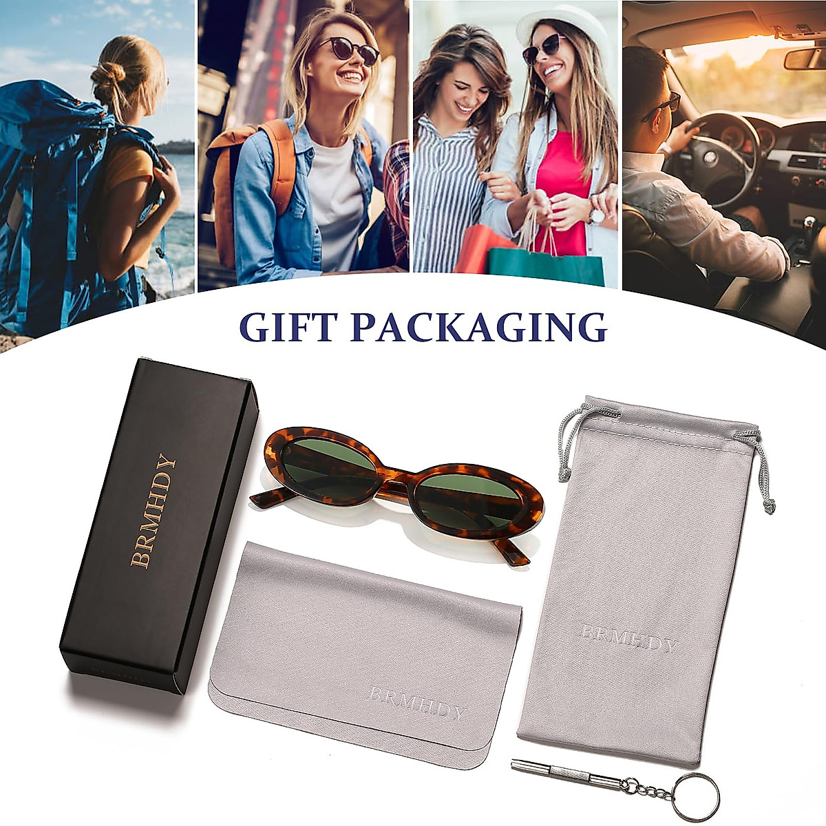 BRMHDY Retro Oval Sunglasses for Women 90s Vintage Womens Tiny Small Oval Glasses Fashion Black Cat Eye Shades (Leopard/G15)