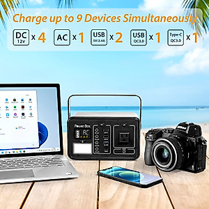 Portable Power Station,ROADOM 222Wh/60000mAh Solar Generator,110V/200W Pure Sine Wave AC Outlet,Lithium-Ion Battery Packs for Outdoor Camping Travel Road Trip Hunting Emergency Home Backup