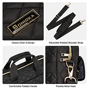 Bonioka Womens 15.6-Inch Laptop & Tablet Bag, Briefcase for Women, Large Laptop Case Computer Book Bag for Office Business Work, Black