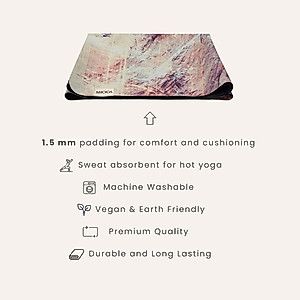 MIKKOA Travel Yoga Mat 1.5mm | Foldable Yoga Mat | Lightweight Yoga Mat | Use for Travel, Backpacking, Yoga Retreat, Outdoors, Gym, Pilates, Exercise Mat | Machine Washable | Eco Friendly Yoga Mat
