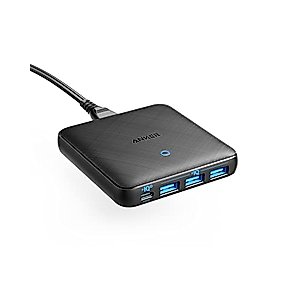 Anker 65W 4 Port PIQ 3.0 & GaN Fast Charger Adapter, PowerPort Atom III Slim Wall Charger with a 45W USB C Port, for MacBook, USB C Laptops, iPad Pro, iPhone, Galaxy, Pixel and More