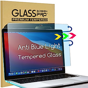 Anti Blue Light Tempered Glass Screen Protector Designed for MacBook Pro 13 Inch(2016-2022 M2/M1) & MacBook Air 13 Inch(2018-2021, M1) Eye Protection Blue Light Blocking Tempered Glass Shield