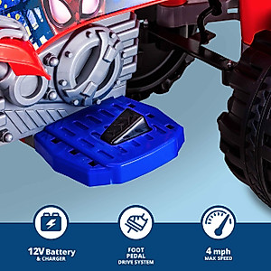 Kid Trax Marvel Spiderman Toddler ATV Ride On Toy, 12 Volt Battery, 3-7 Years, Max Rider Weight 88 lbs, Spider-Man Blue