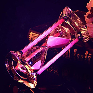 Falytemow 30 Minutes Heart Shape Hourglass Sand Timer Crystal Sand Timer Egg Hourglass for Kitchen Child Brushing Teeth School Teaching (30 Minute, Pink)