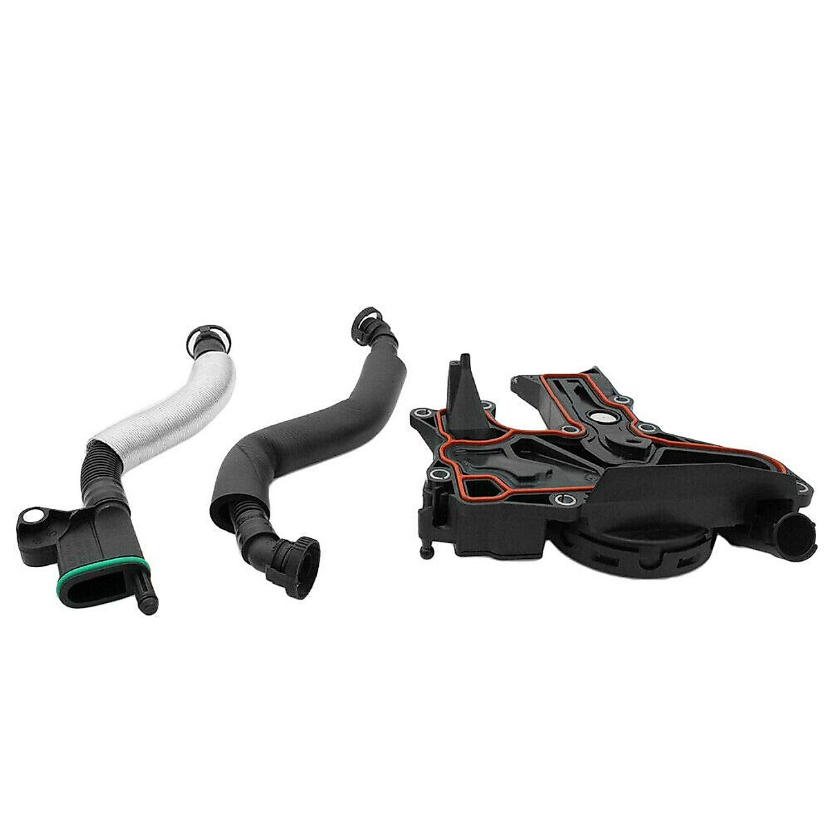 PCV Crankcase Vent Valve Breather Hose Kit - Compatible with 2.0L Turbo A3 8P, A5 B8, Q5, TT, Golf GTI MK5, MK6, Jetta, Passat B6, Tiguan and more - Replaces 06H103495AH, 06H103495AC, 06H103495E