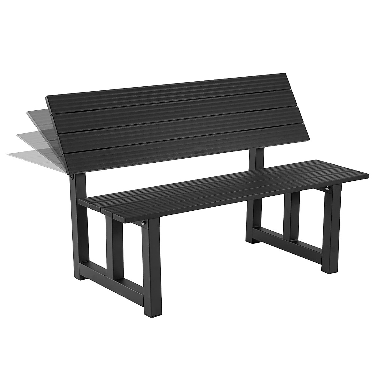 Ajikgn Aluminum Outdoor Convertible Bench Black, Total 400 LBS Load Capacity Bench Light Weight, All-in-one Table & Bench, Multi-Functional Outdoor Bench/Work Table for Park Garden,Patio and Lounge