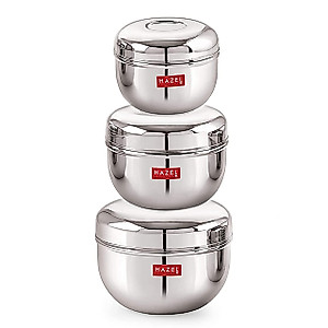 HAZEL Stainless Steel Container Set - 650 Ml, 3 Pieces, Silver