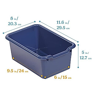ECR4Kids Scoop Front Storage Bins, Multipurpose Organization, Navy, 10-Piece