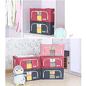 ZyHMW Large Foldable Clothing Storage Bags, 24L Clothes Storage Bins, Thick Fabric Closet Organizers and Storage (Color : Red) (Color : Pink)