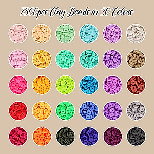 Quefe 8200pcs Clay Beads Bracelet Making Kit, 30 Colors Flat Preppy Beads for Friendship Bracelets, Polymer Heishi Beads with Charms for Jewelry Making, Holiday Crafts Gift for Teen Girls Adults