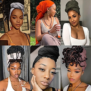 Kachanaa Soft Head Scarfs Headbands for Women Stretch Jersey Head Wraps Solid Color African Hijab Scarfs Summer Breathable Turbans(Orange)