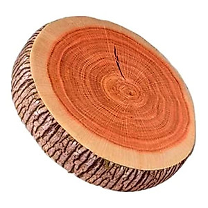 LANFIRE 3D Fruit Stool Stump Cushion Watermelon Slice Memory Foam Cushion Pillow Doll Seat Pad Home Decor (Tree Stump 01)
