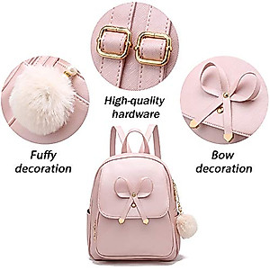 Cute Bowknot Mini Leather Backpack Fashion Small Daypacks Purse for Girls and Women