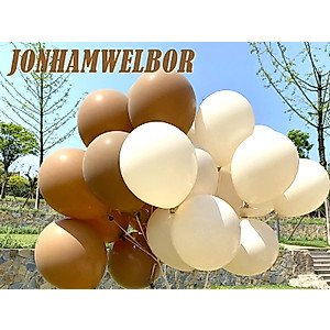 Jonhamwelbor Light Brown Balloons 12 inch 100 Pack Coffee Brown Matte Mocha Caramel Helium Latex Balloons for Birthday Baby Shower Wedding Decorations