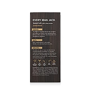 Every Man Jack Mens Beard Oil - Subtle Sandalwood Fragrance - Deeply Moisturizes and Softens Your Beard and Adds a Natural Shine - Naturally Derived with Shea Butter- 1.0-ounce Twin Pack
