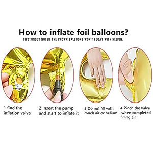 14PCS Crown Balloons Gold Foil Crown Balloon for Birthday Wedding Party Baby Shower Decorations 4 Giant and 10 Mini Size