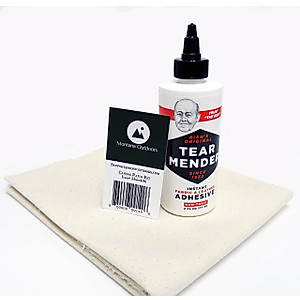 Montana Outdoors Canvas Repair Kit with Over 3.5 Square Feet of Heavy-Duty Canvas & 6 Ounces of Tear Mender Fabric Glue to Repair Tents, Awnings, Pop-Up Campers, Canvas Bags, Covers