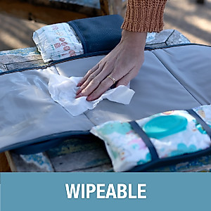 CleverMade Portable Baby Changing Pad Clutch with Wristlet - Premium Foldable Water Resistant Diaper Changing Mat with Storage Pockets for Diapers and Wipes - Brown