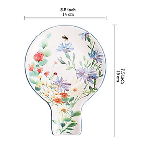 Bico Summer Provence Ceramic Spoon Rest, House Warming Gift, Dishwasher Safe