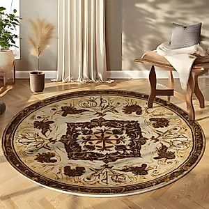 Leensin Boho Tribal Round Rug 4Ft Non-Shedding Non-Slip Carpet Soft Bedroom Round Area Rug Entryway Mat Washable for Nursery Living Dining Room,Bedroom,Kids Room, Office, College Dorm