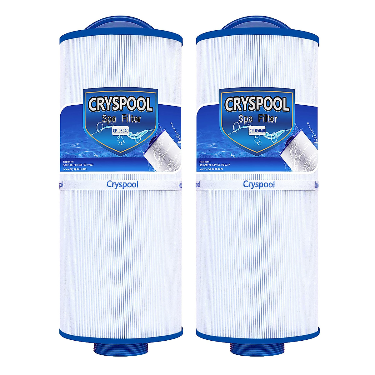 Cryspool 2" MPT-Thread Spa Filter Compatible with Marquis Spa 20041, 20091, 370-0237, 5ch-502, Marquis 50, PPM50SC-F2M, FC-0195, Cal Spa FIL11100202, 50 sq.ft, 2 Pack