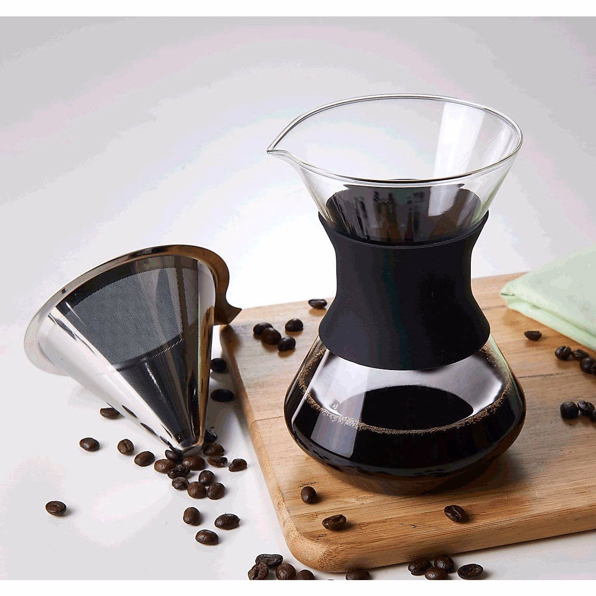 Pour Over Coffee Maker with Dripper Filter 34 Ounce/ 1000ml Glass Coffee Brewer