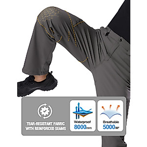 FREE SOLDIER Men's Fleece Lined Outdoor Cargo Hiking Pants Water Repellent Softshell Snow Ski Pants with Zipper Pockets (Gray 34W x 32L)