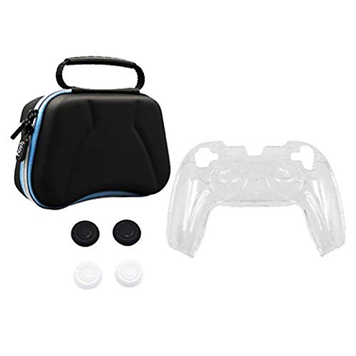 iFCOW 6-in-1 Game Controller Protective Case Set EVA Storage Bag + Protective Case + Rocker Caps Fit for PS5 Controller