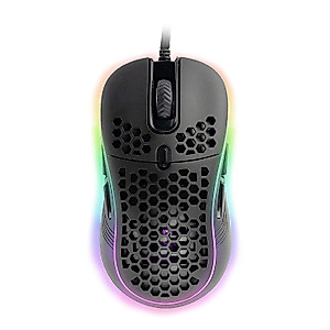 Castle Ultralight PC USB Wired Mouse with Honeycomb Shell - 10k DPI Optical Sensor Gaming Mouse - Ambidextrous Mouse with RGB Lighting and 8 Programmable Buttons