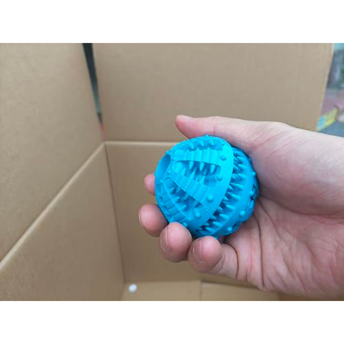 MMSGA 2 Pcs Dog Toy Teeth Ball,Dog Puzzle Toy,Treat Dispensing Dog Toys,Non Toxic Tear Resistant Natural Rubber Toy Ball for Pet Teeth Cleaning/Chewing/Playing/Training (Blue+Blue, 2.36in)