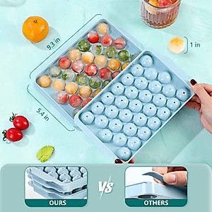 Optish 3 Pack Ice Trays for Freezer, 99 PCS Ice Cube Tray with Lid and Bin, Round Ice Cube Trays for Freezer, Circle Ice Cube Tray for Chilling Drinks