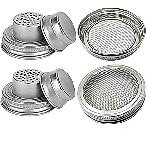 Mason Jar Regular Mouth Shaker Lids 316 Stainless Steel Wide Mouth Sprouting Lids Screen Mesh Strainer Lid for Salad Sprouts Alfalfa Broccoli Seeds Sprouter Kit