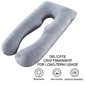SLIGUY Pregnancy Pillow Cover U Shaped, 57-Inch Replacement Pillowcase, Used for Maternity Pillows, 100% Velvet, Double Zipper Stretch Fabric, Super Soft, Universal Type